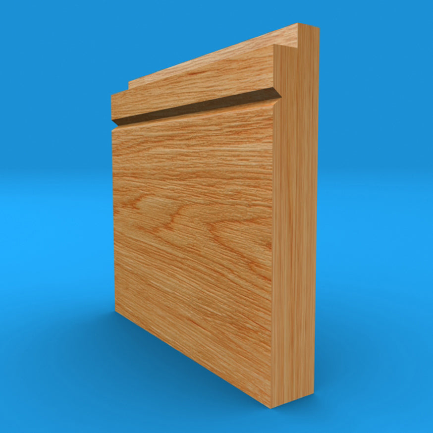 Single Step V Grooved Solid Oak Skirting Board – Metres Direct